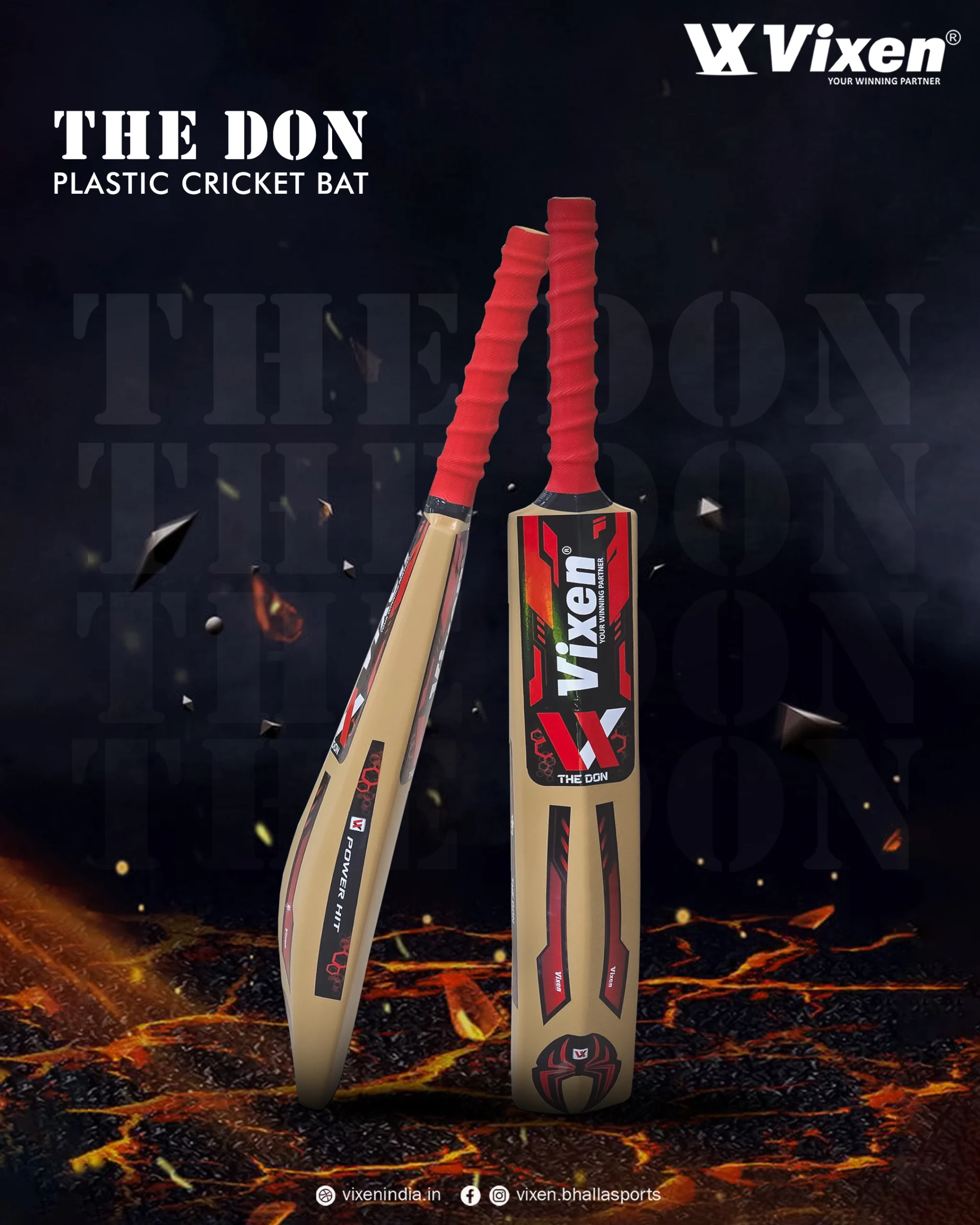Vixen Plastic Cricket Bat – Don Model: Full-Size, Lightweight & Perfect ...